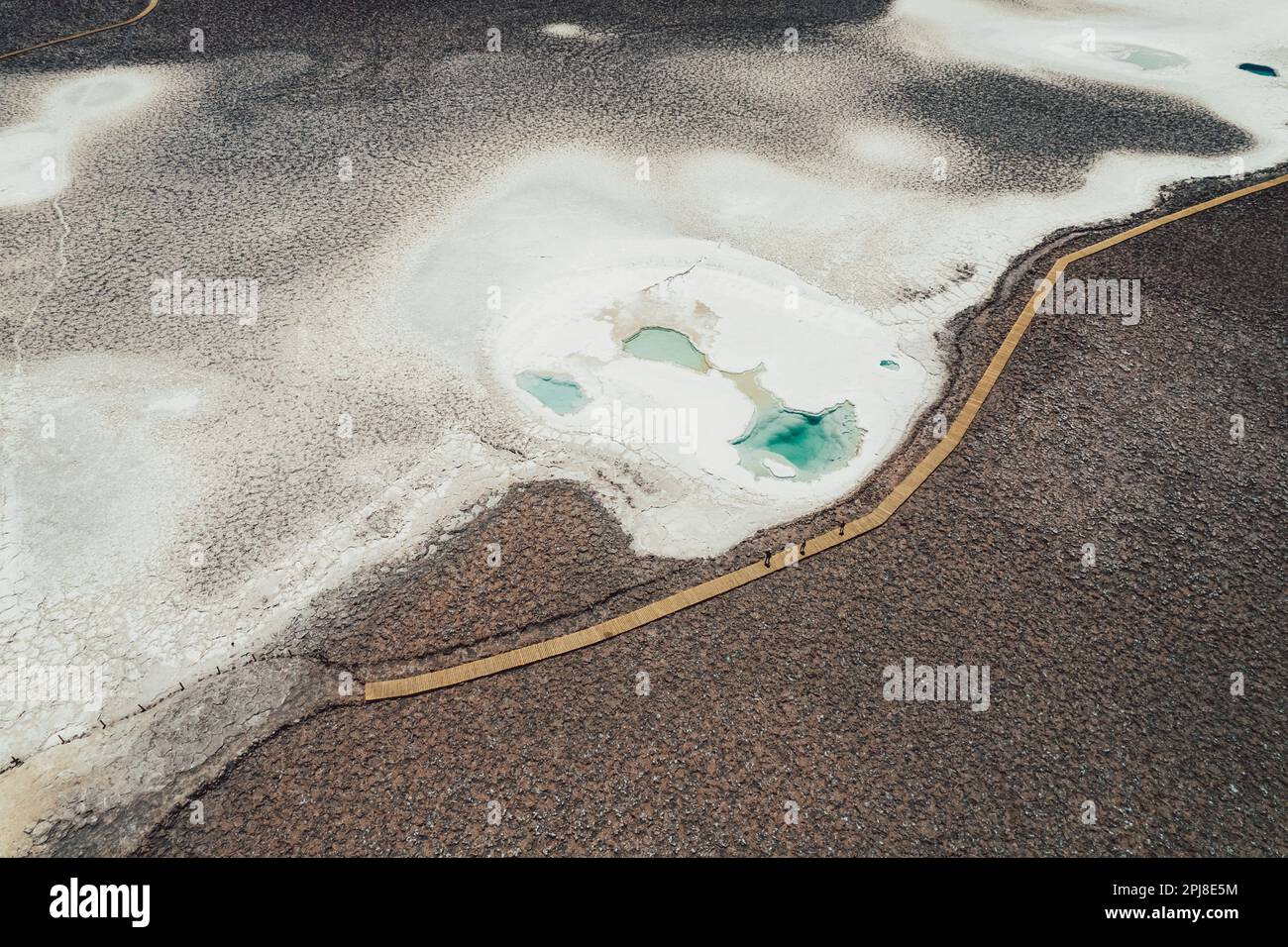 Aerial View of Salt Lagoon Baltinache San Pedro de Atacama Desert Chile ...