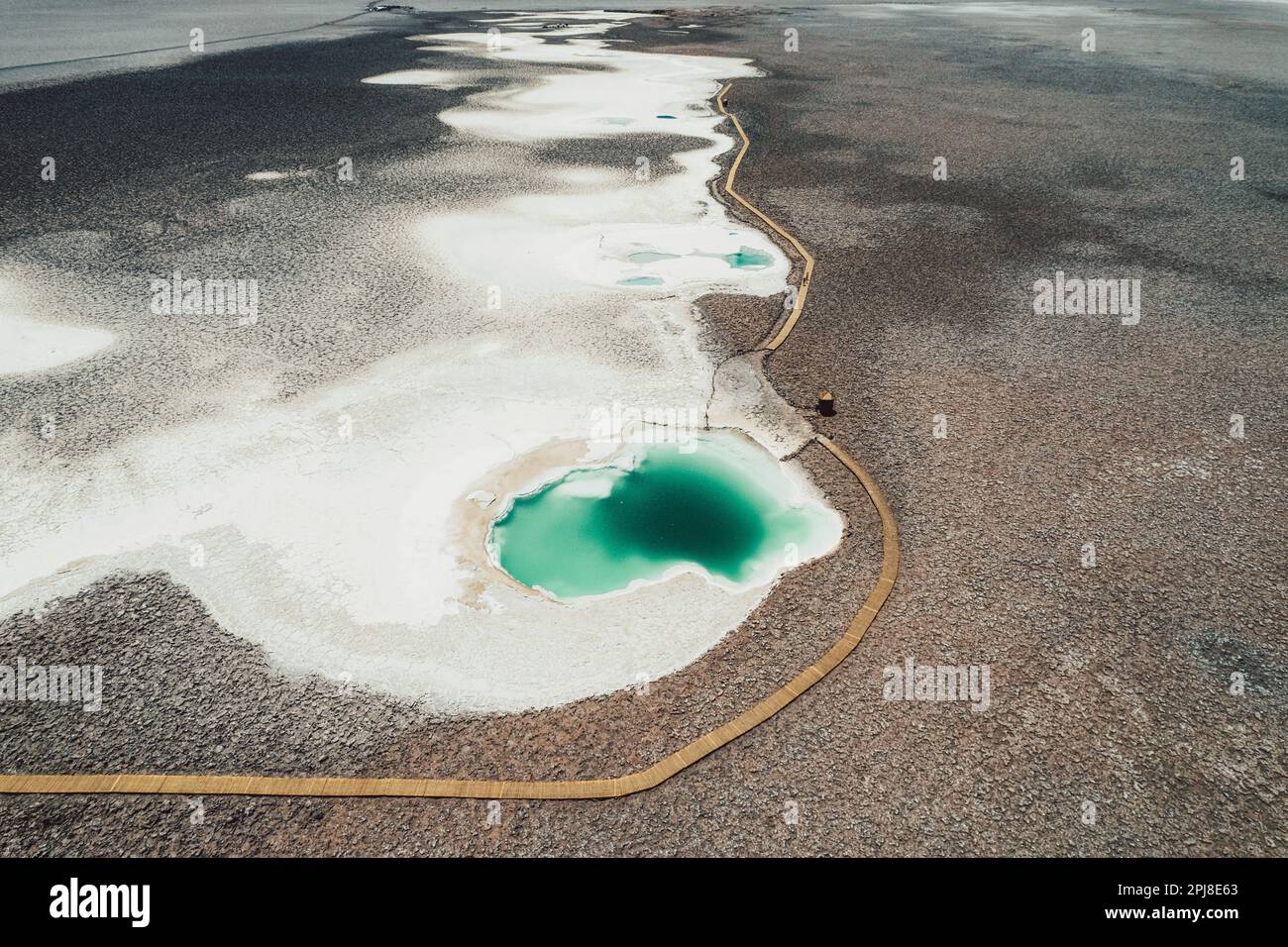 Aerial View of Salt Lagoon Baltinache San Pedro de Atacama Desert Chile ...