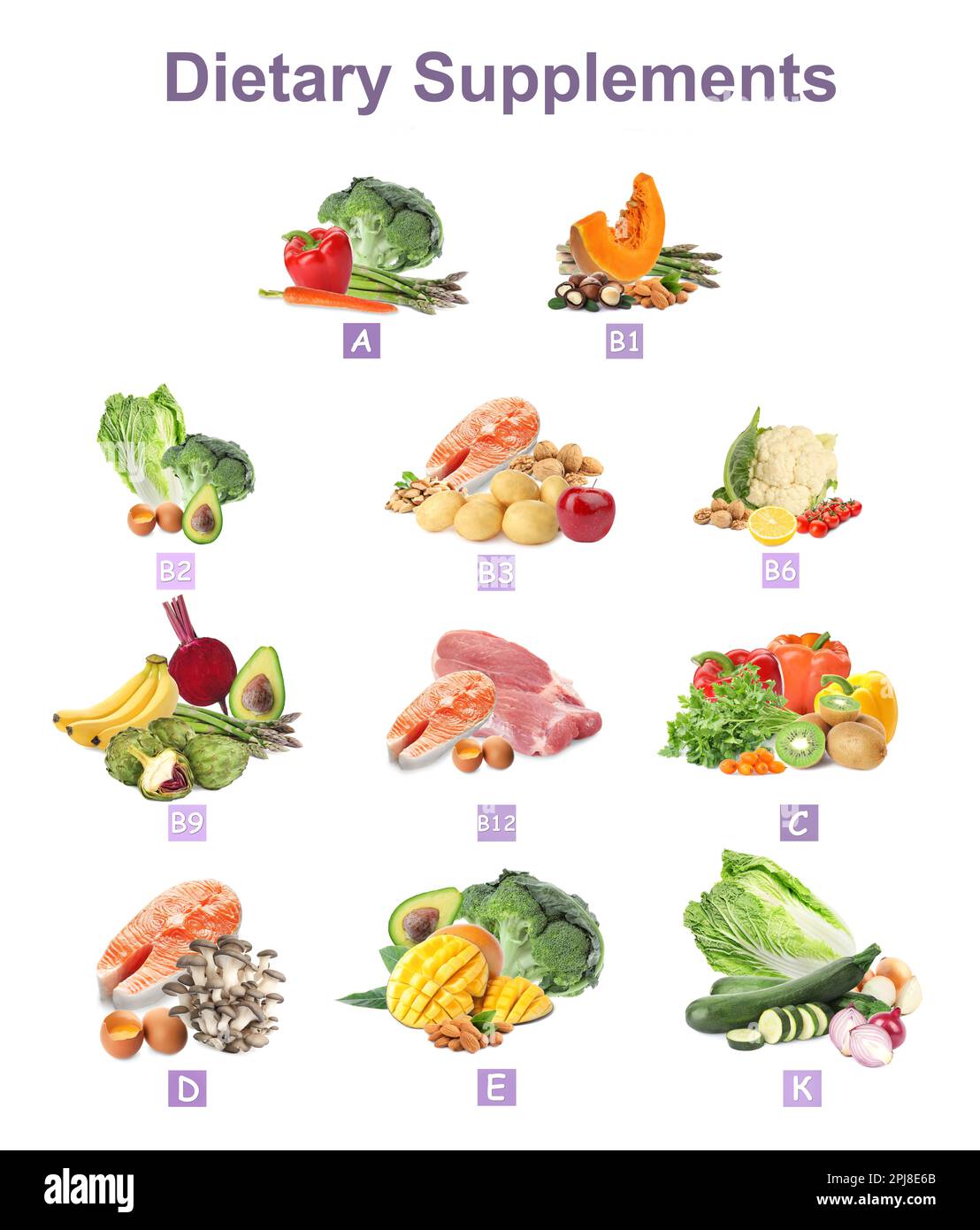 Set with fresh products rich in different vitamins. Dietary Supplements ...