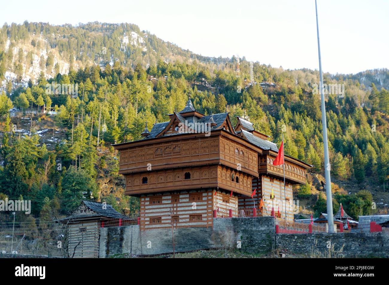 Traditional Himalayan wooden temple of Goddess Bhima Kali Temple at ...
