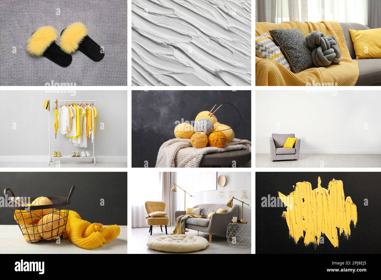Beautiful collage with different photos inspired by colors of the year ...