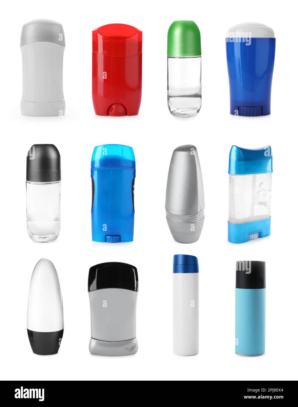 Set of different deodorants on white background Stock Photo - Alamy