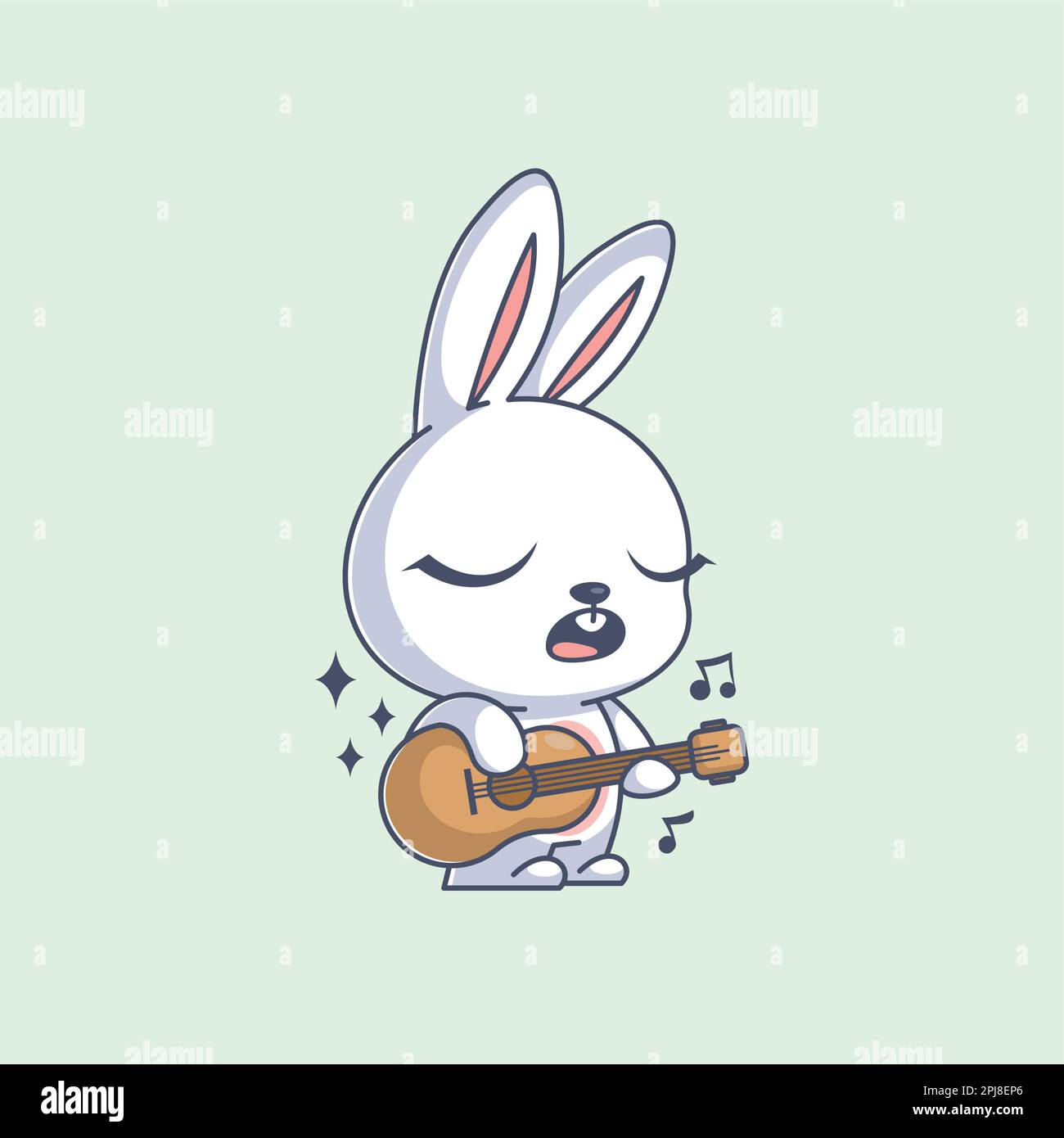 Bunny playing guitar cartoon illustration Stock Vector Images - Alamy
