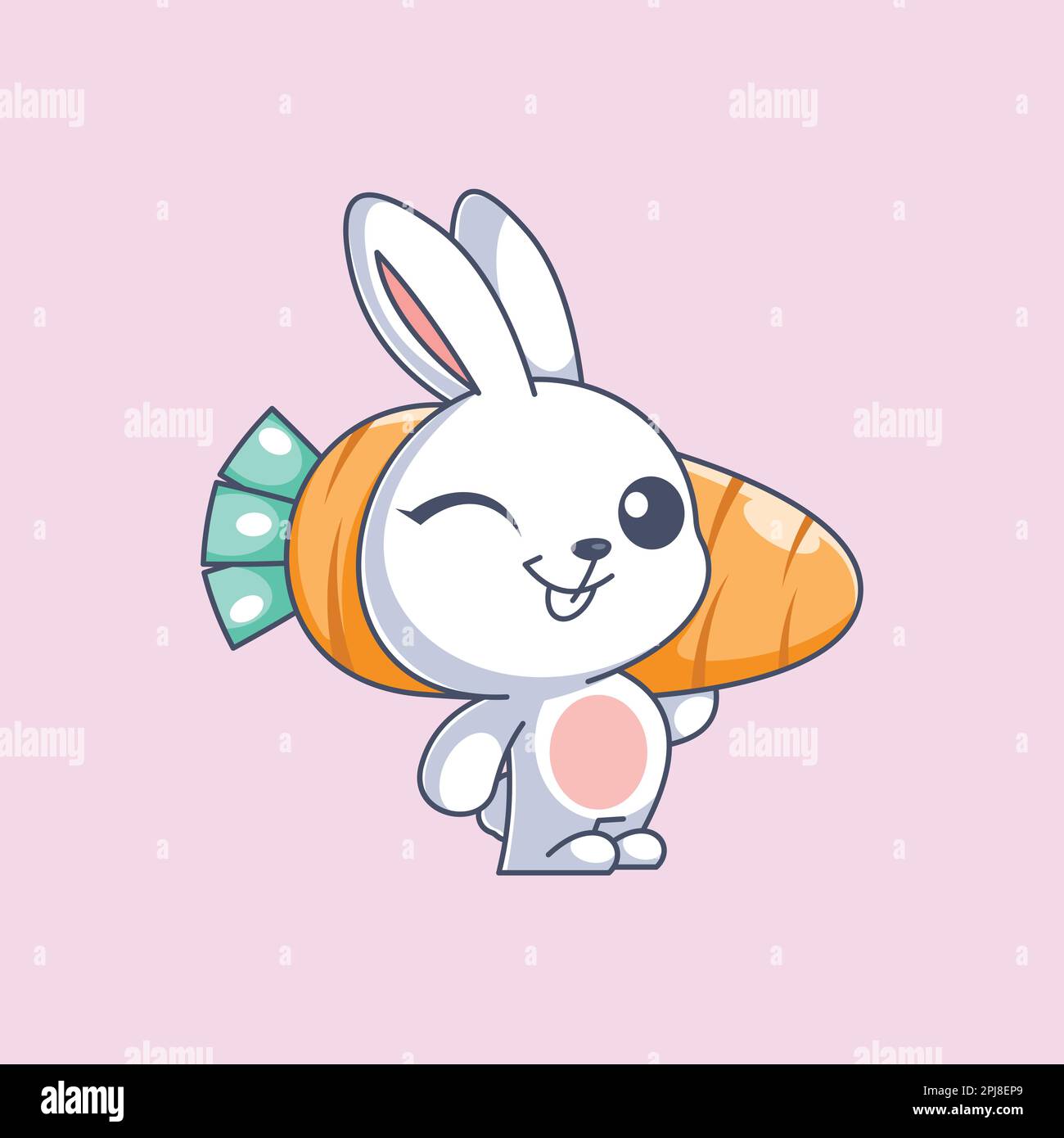 Cute bunny carrying carrots cartoon Stock Vector Image & Art - Alamy