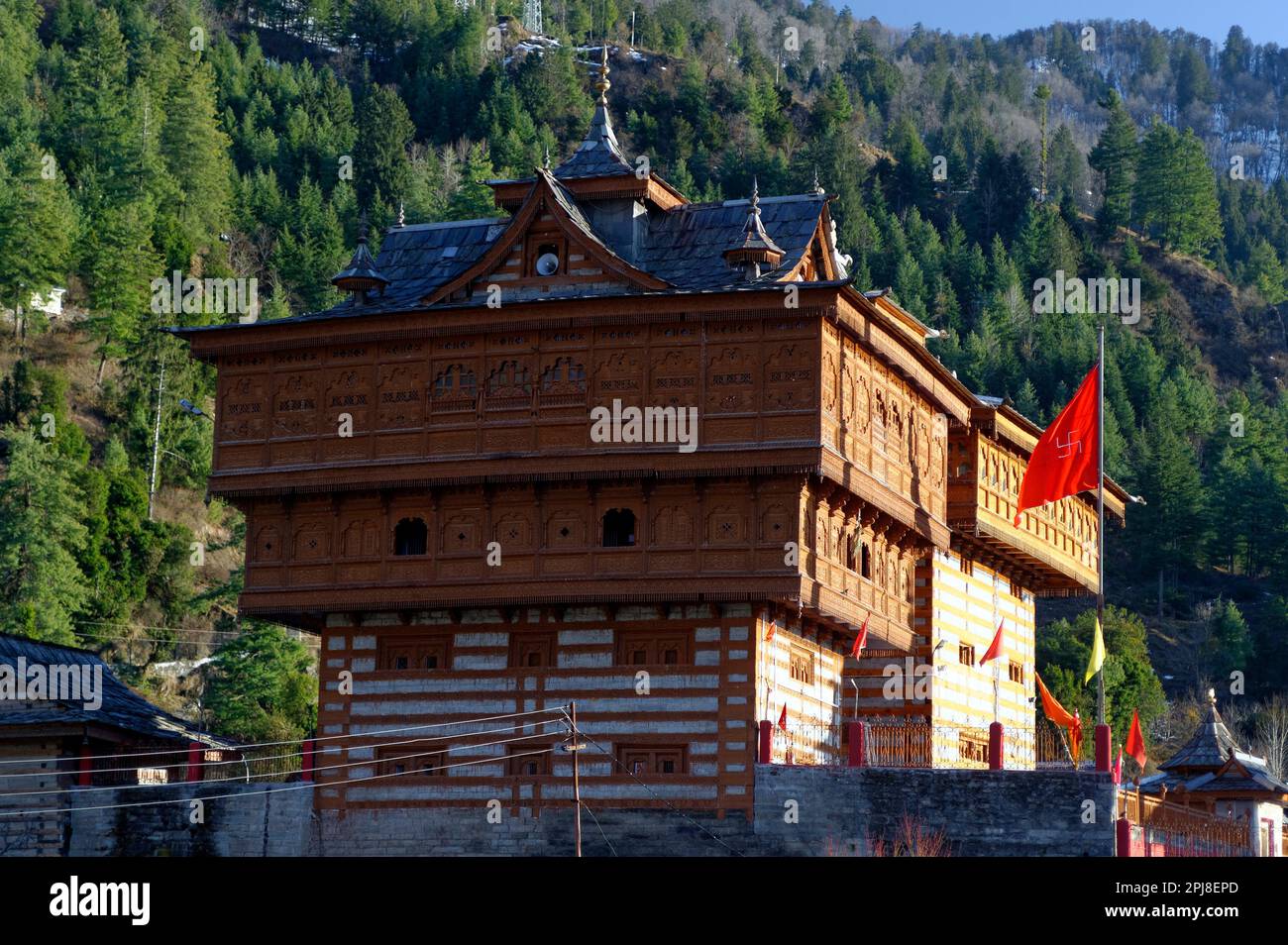 Traditional Himalayan wooden temple of Goddess Bhima Kali Temple at ...