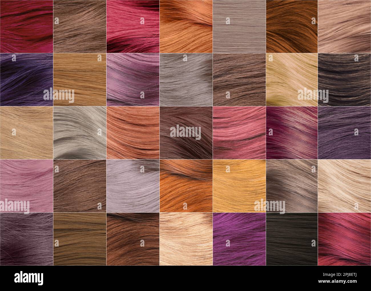 Hair color palette as background. Collage design Stock Photo - Alamy