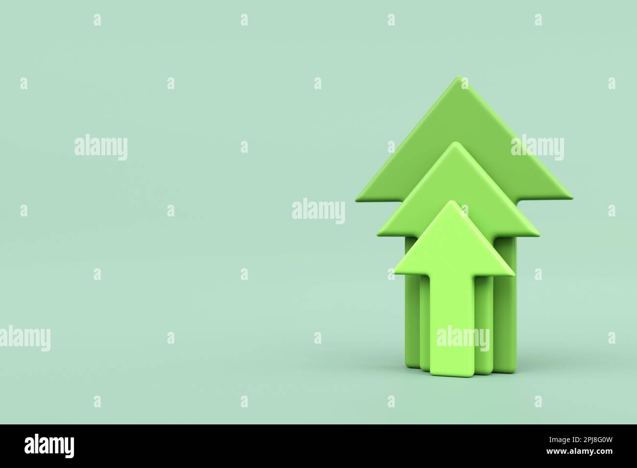 Green stair step to growth success, Green growth arrows pointing up ...