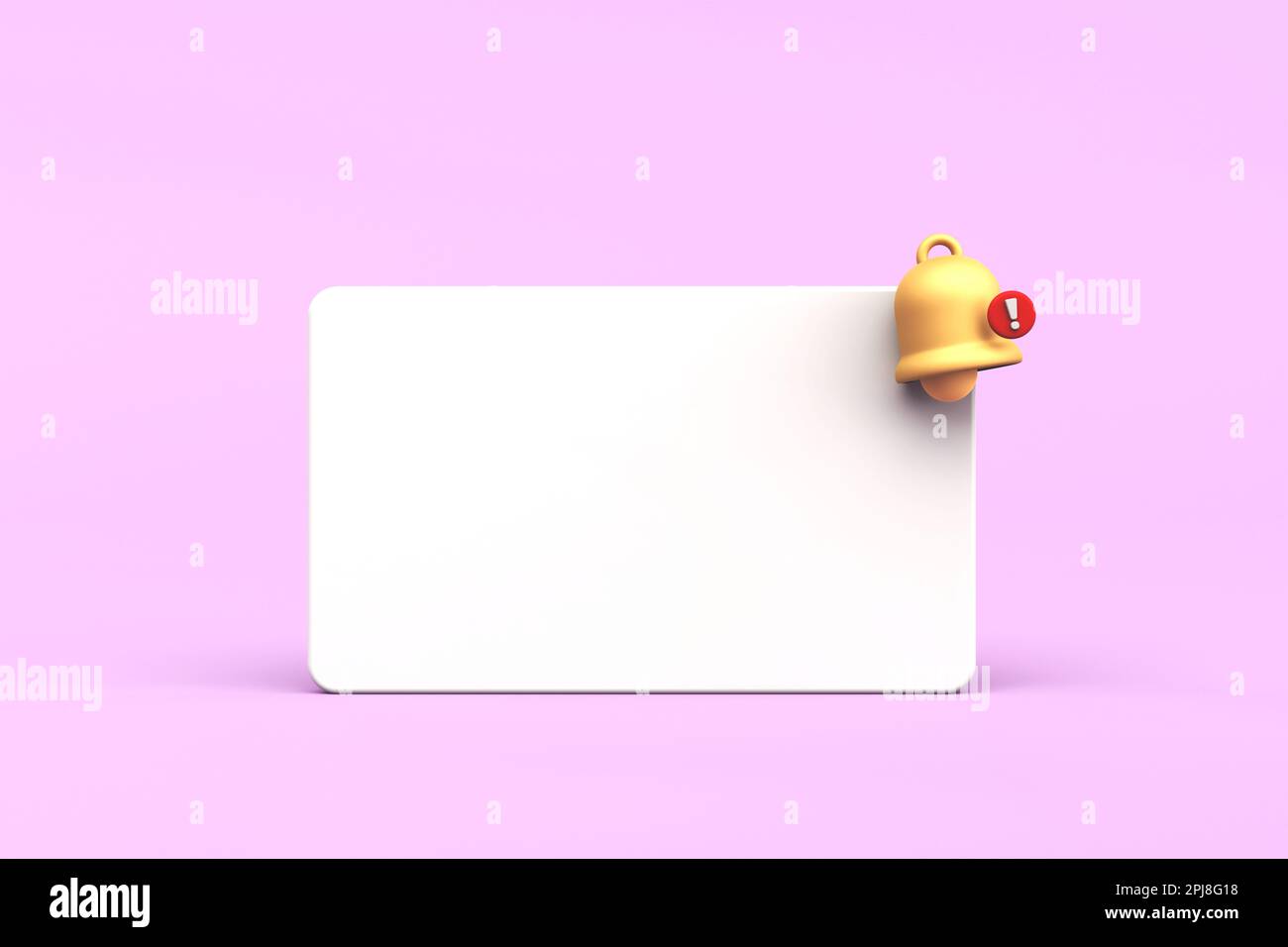 3d white reminder pop up bell push notification symbol. Empty ...