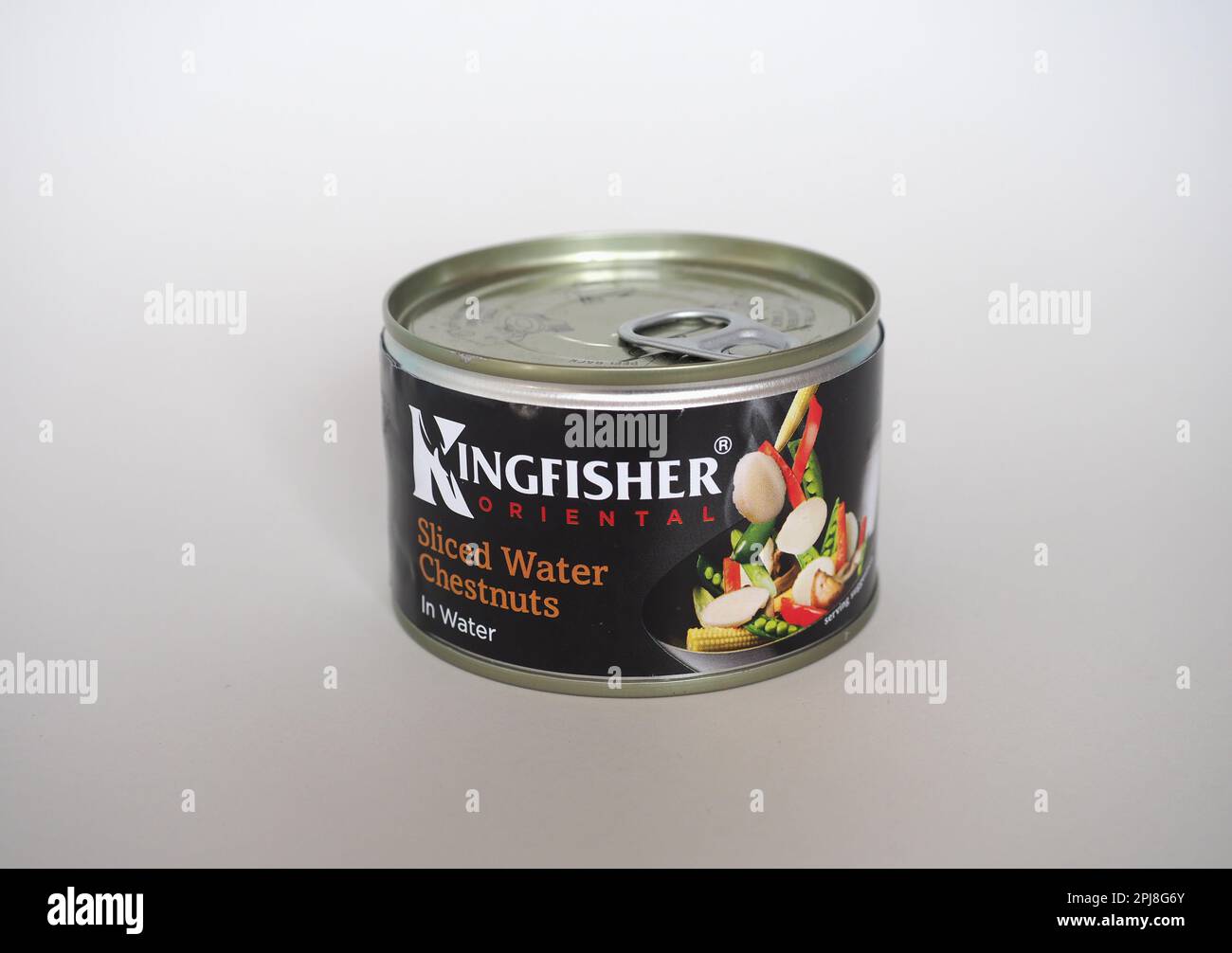 LONDON, UK - CIRCA MARCH 2023: Can of Kingfisher oriental sliced water ...