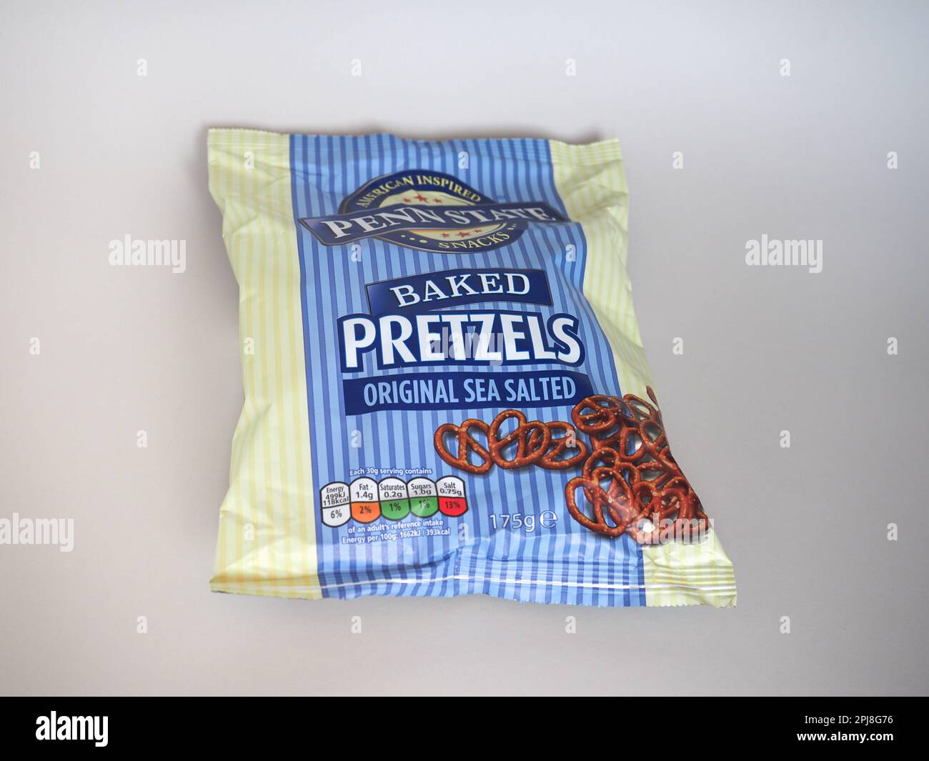 DUBLIN, IRELAND - CIRCA MARCH 2023: Packet of Pennstate baked pretzels ...