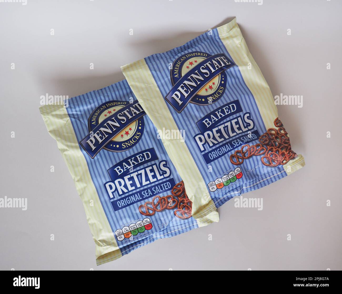 DUBLIN, IRELAND - CIRCA MARCH 2023: Packet of Pennstate baked pretzels ...
