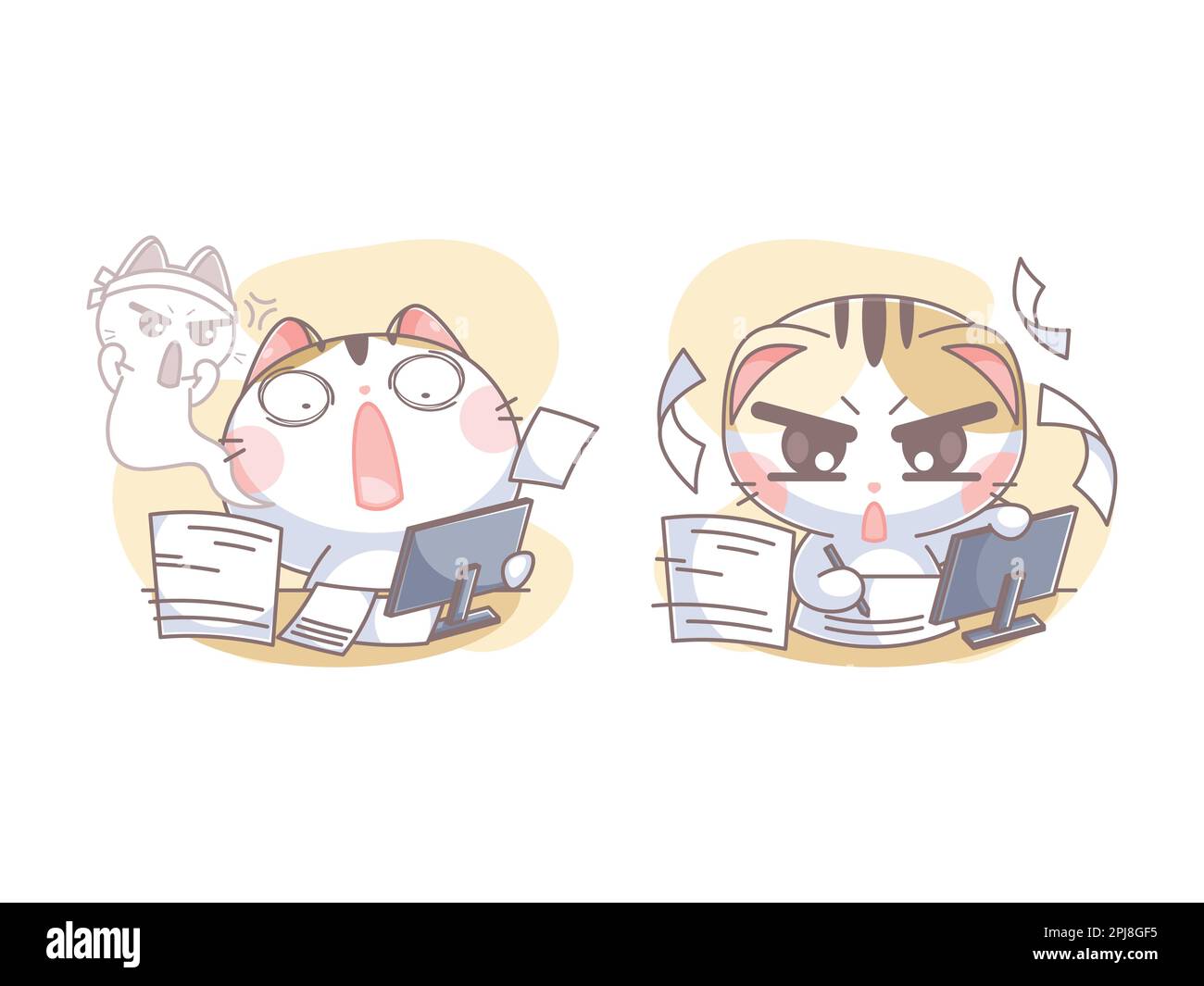 Cute cat working in busy cartoon Stock Vector Image & Art - Alamy