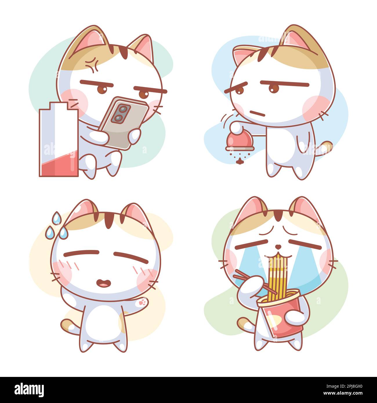 Hand drawn cute cats cartoon Stock Vector Image & Art - Alamy