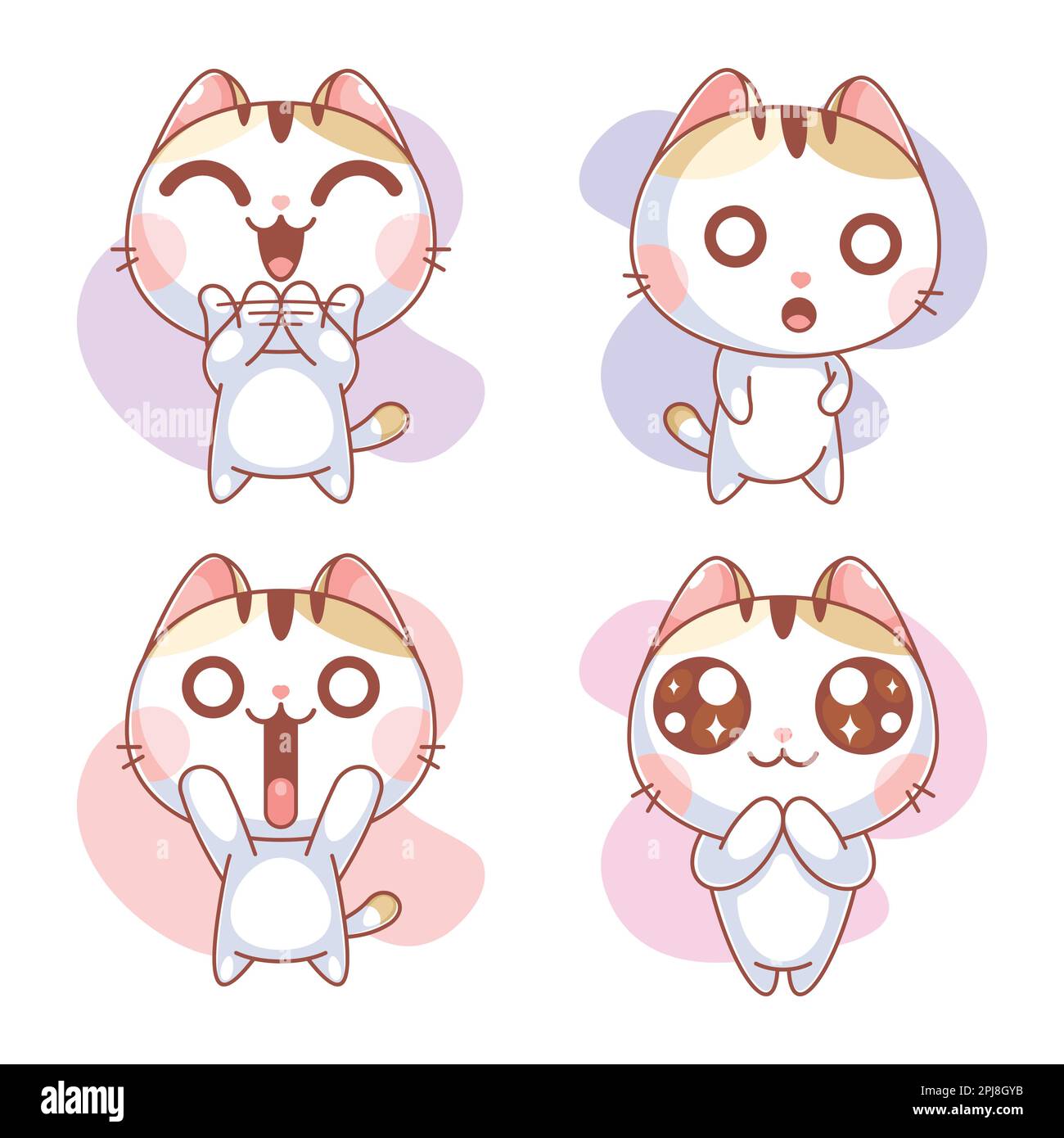 Hand drawn cute cats collection cartoon Stock Vector Image & Art - Alamy