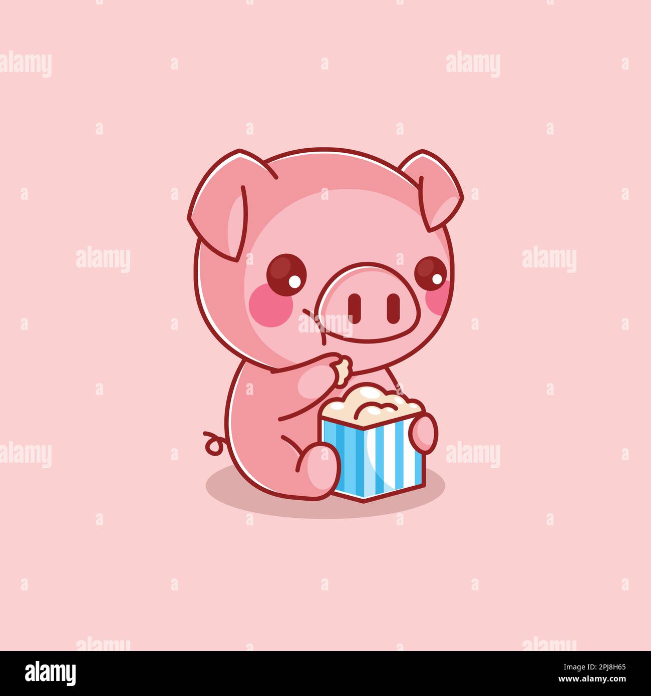 Cute pig eating popcorn cartoon Stock Vector Image & Art - Alamy
