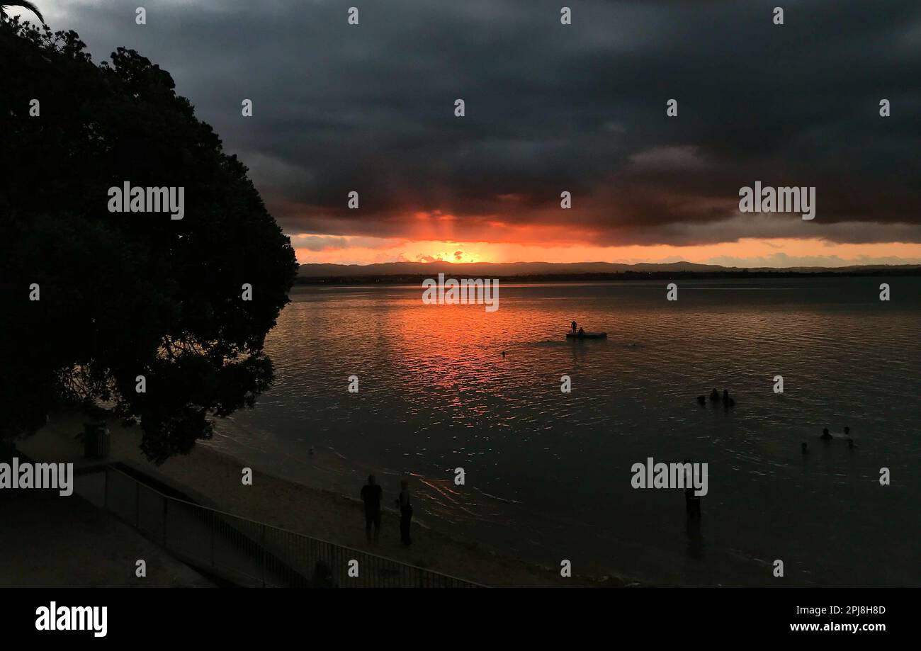 Sunset view from Pt. Chevalier, Auckland, New Zealand Stock Photo - Alamy
