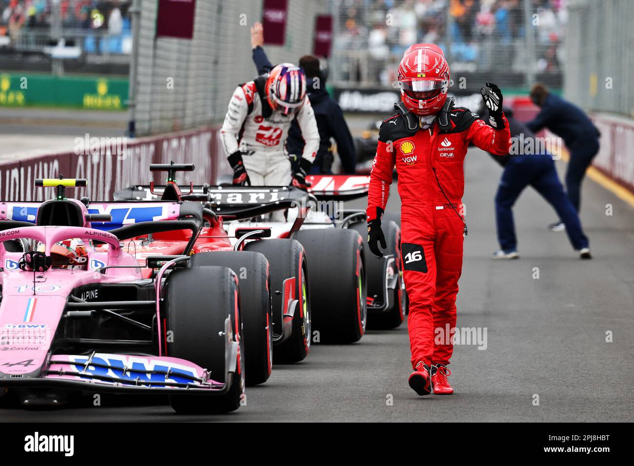 Melbourne, Australia. 01st Apr, 2023. Charles Leclerc (MON) Ferrari in qualifying parc ferme ...