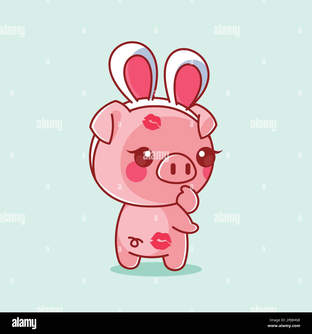 Cute pig wearing bunny headband Stock Vector Image & Art - Alamy
