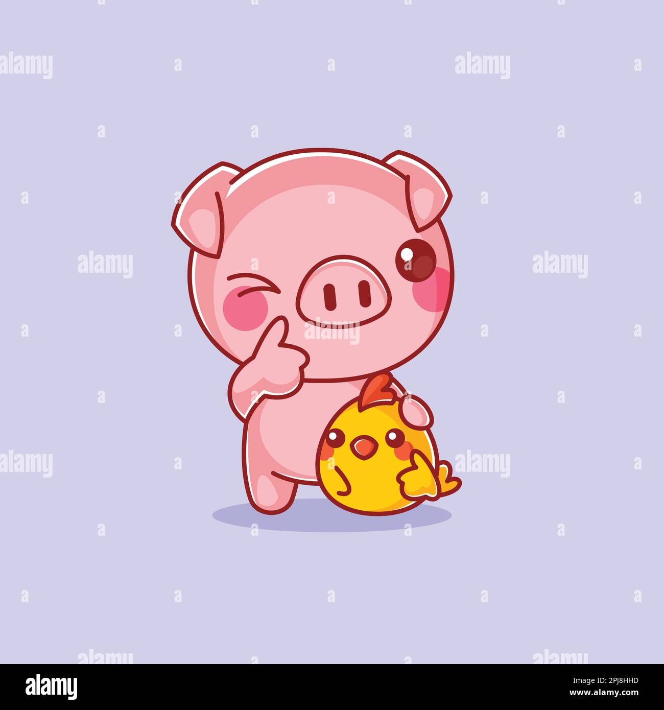 Cute pig with chicks gesturing showing thumbs up Stock Vector Image ...