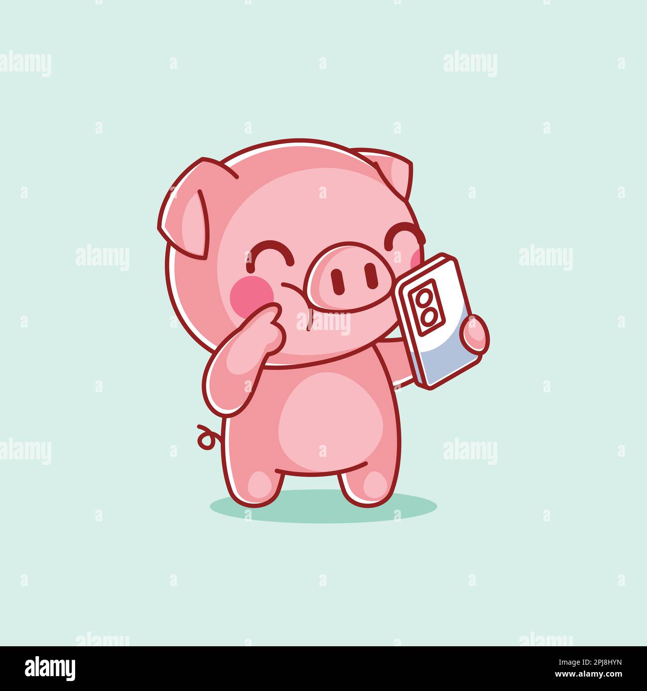 Cute pig taking a selfie using a smartphone Stock Vector Image & Art ...