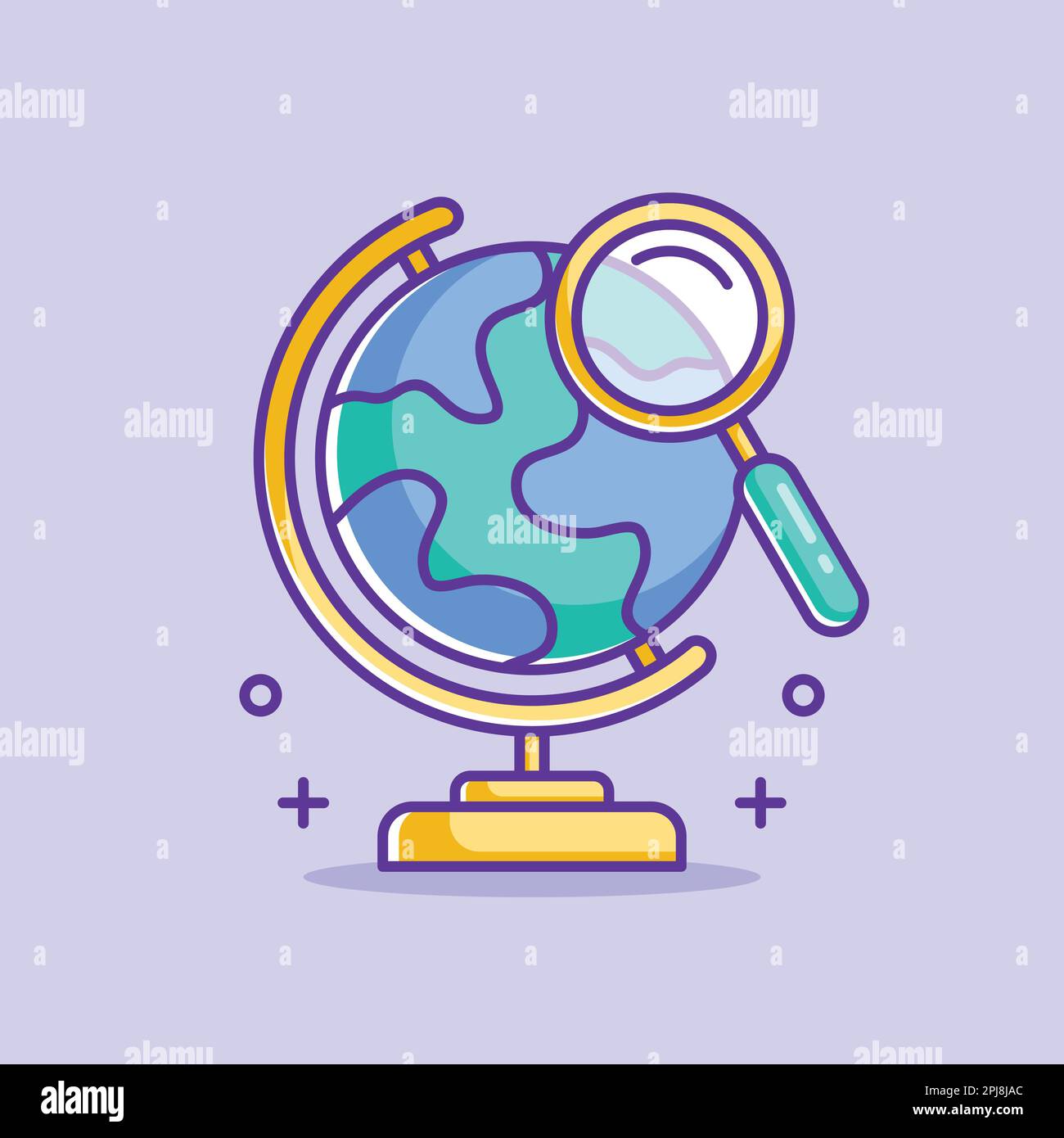 Cute globe with magnifying glass cartoon Stock Vector Image & Art - Alamy