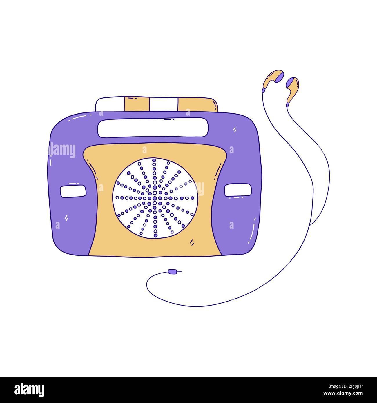 Cassette audio player from the 90s with headphones. Retro music player ...