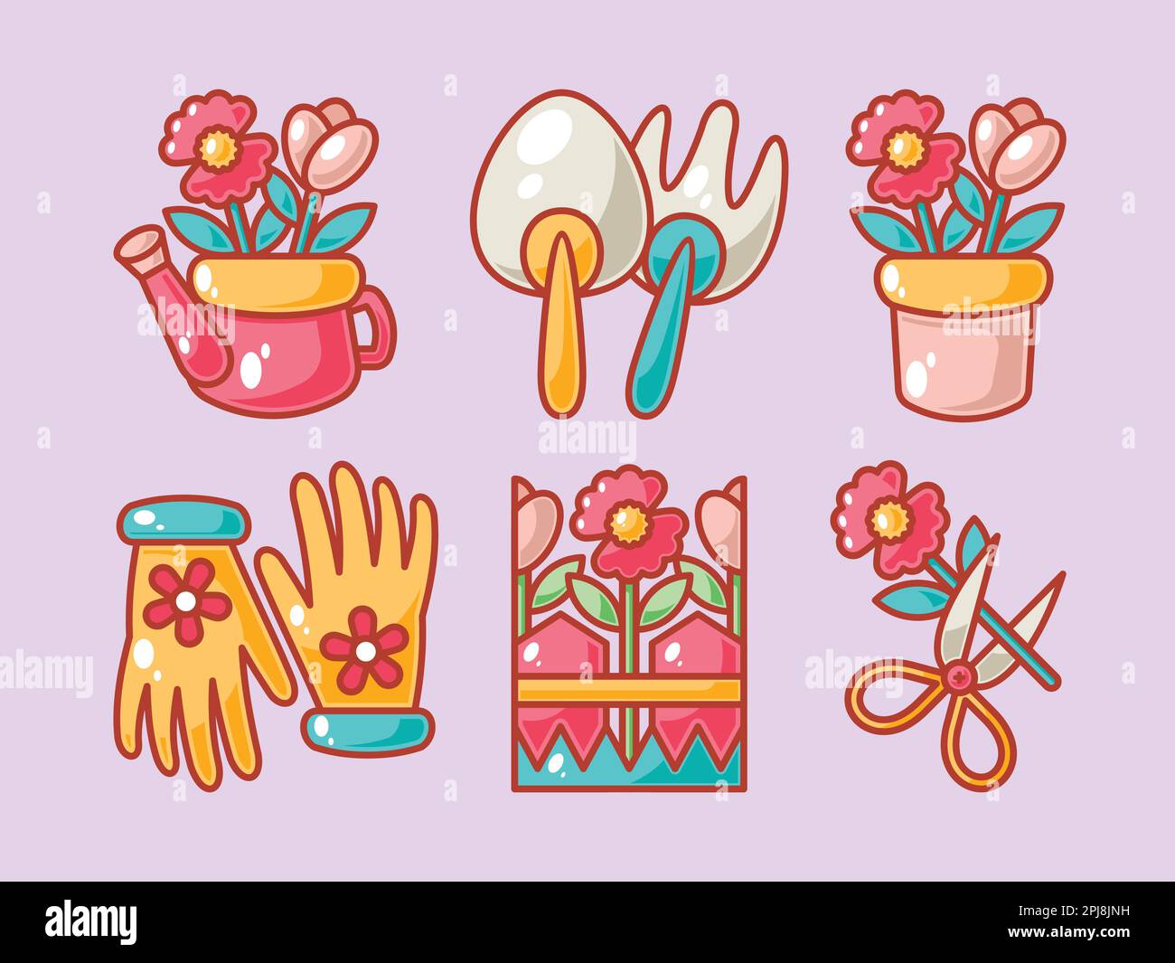 Cute gardening element sticker collection Stock Vector Image & Art - Alamy