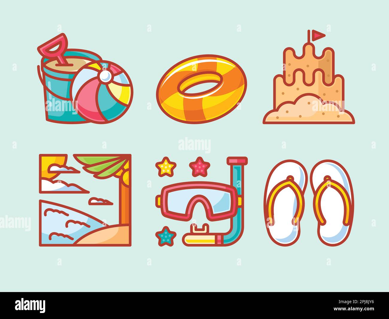 Cute summer beach sticker collection Stock Vector Image & Art - Alamy