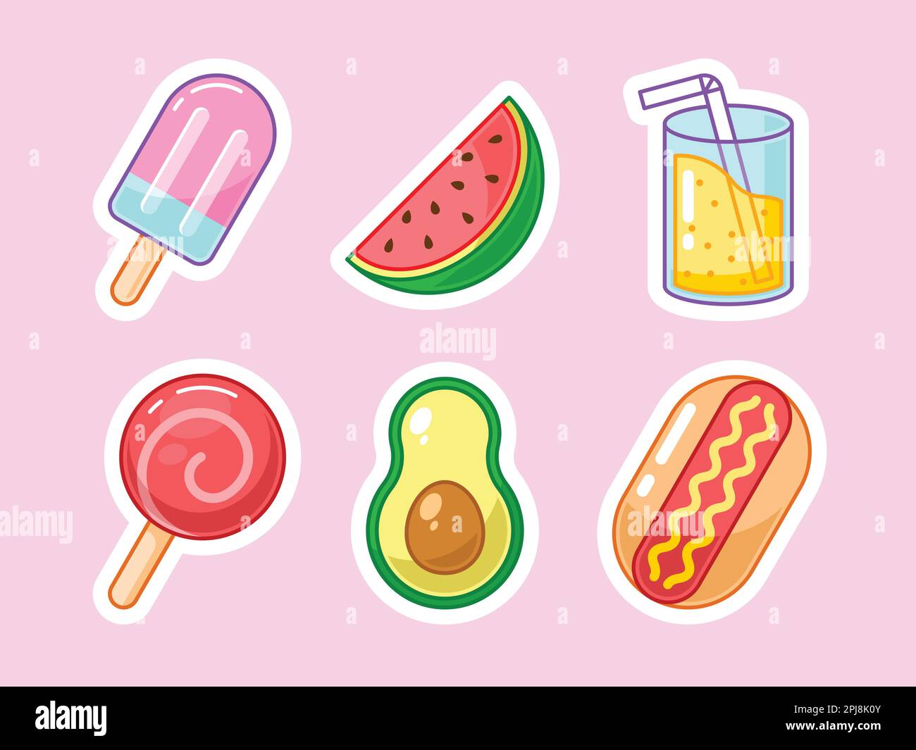 Cute summer food sticker collection Stock Vector Image & Art - Alamy