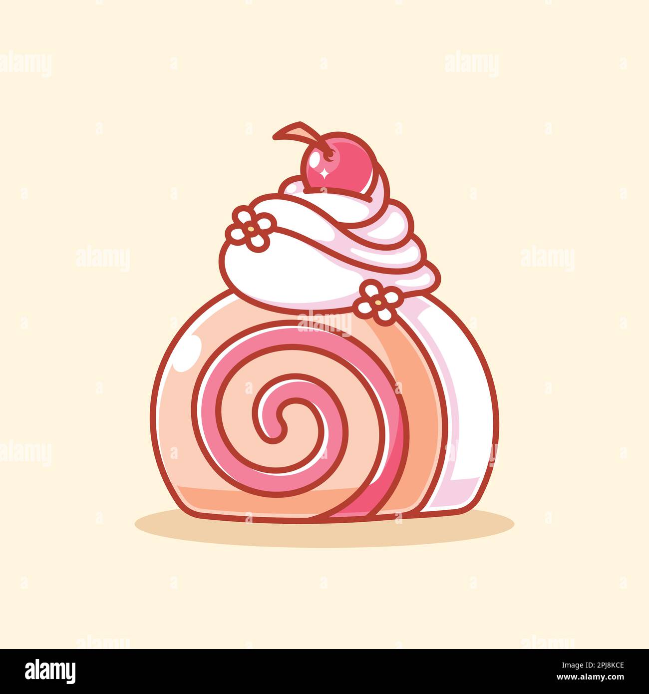 Ice Cream Sponge Cake Roll Stock Vector Images Alamy