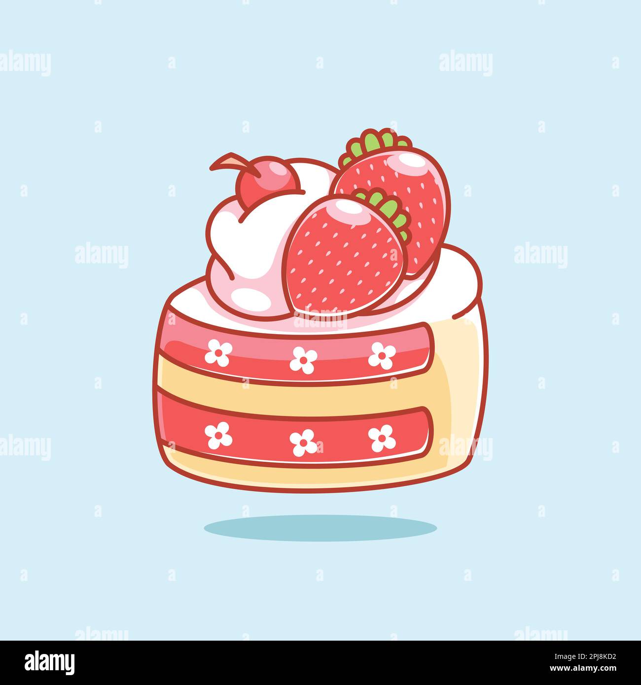 Delicious cake with strawberry topping cartoon Stock Vector Image & Art ...