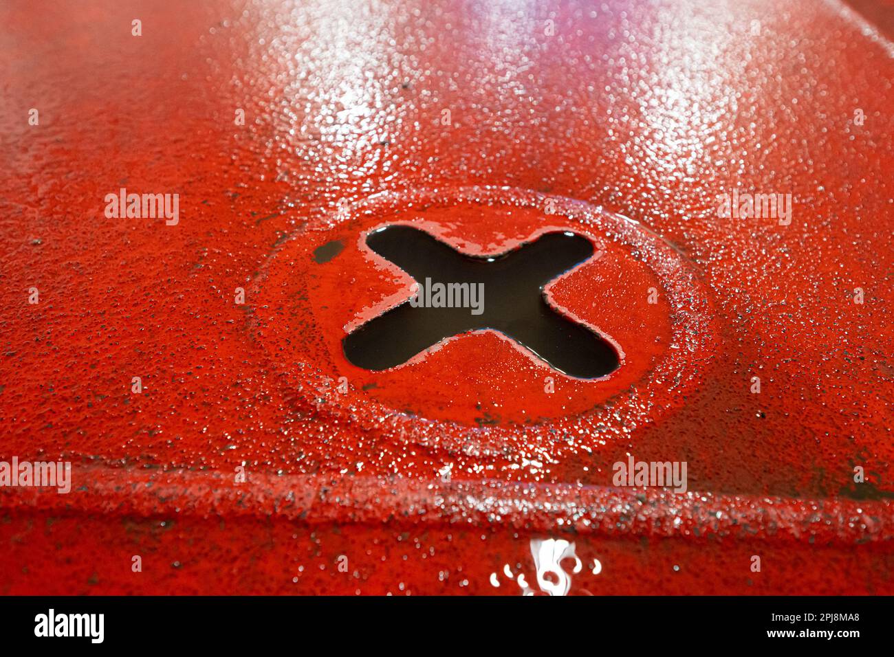 X shaped strap fastening point on a ferry deck for securing vehicles ...