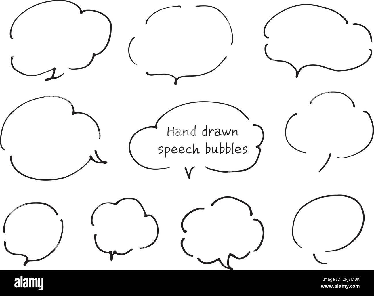 A cloud-like line-drawing speech balloons. Loose and stylish speech ...
