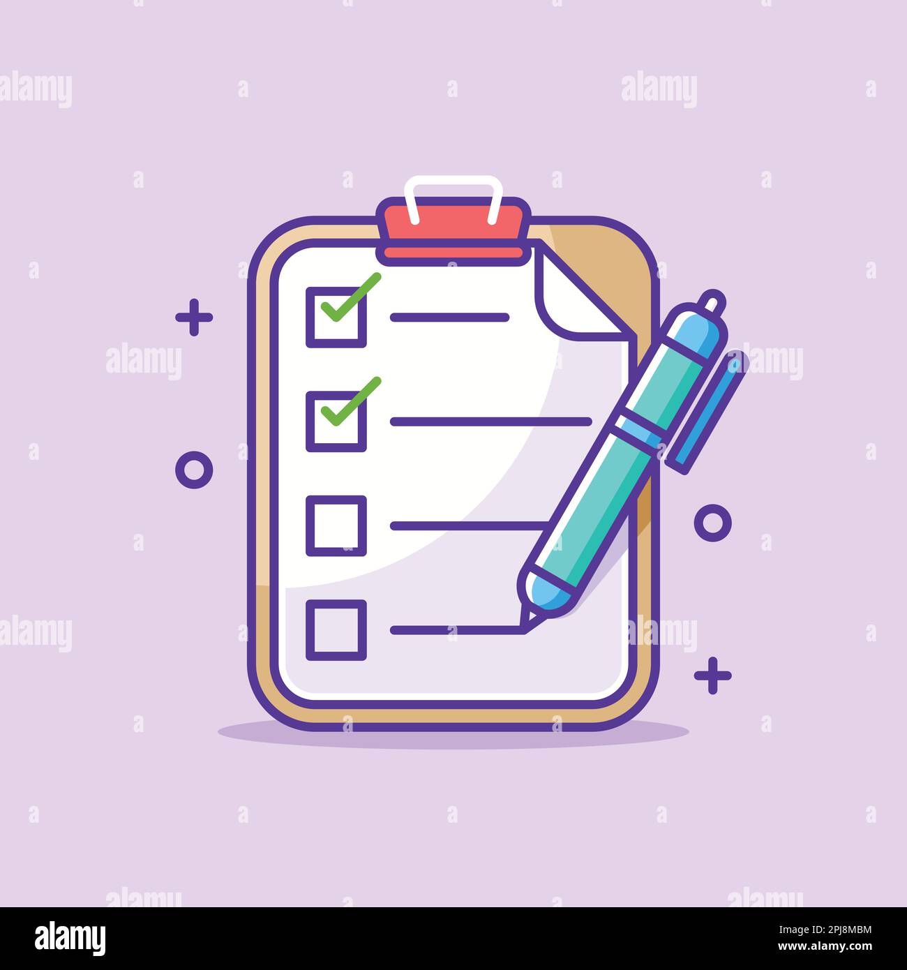 Cute checklist with pen cartoon Stock Vector Image & Art - Alamy