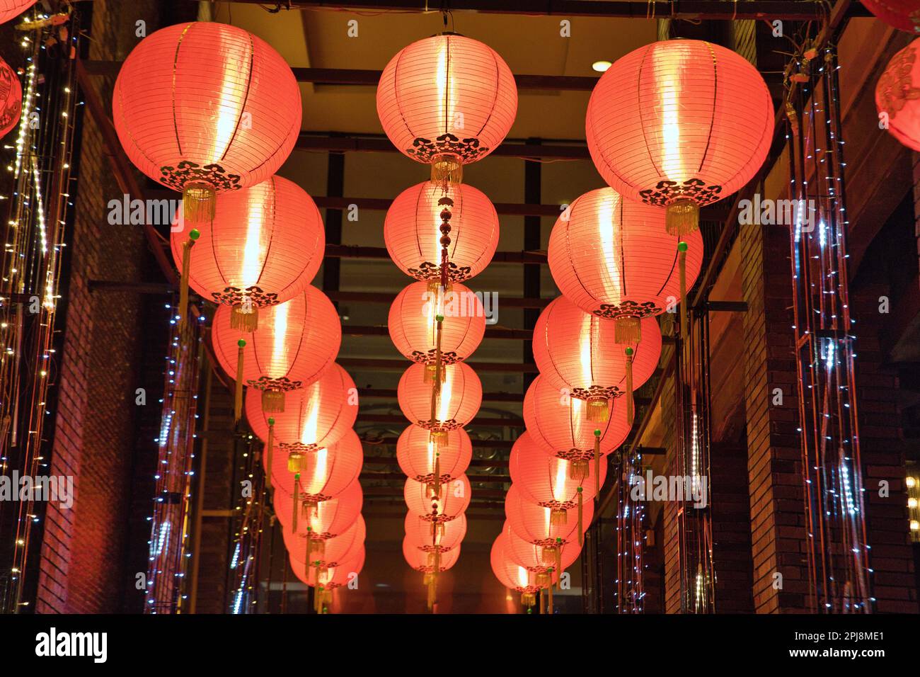 Luminous Chinese lamps in Bangkok, Thailand Stock Photo - Alamy