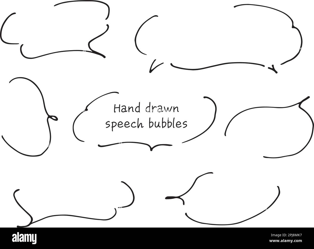 A line drawing speech balloons like a cloud with a wide gap. Hand-drawn loose fashionable speech ...