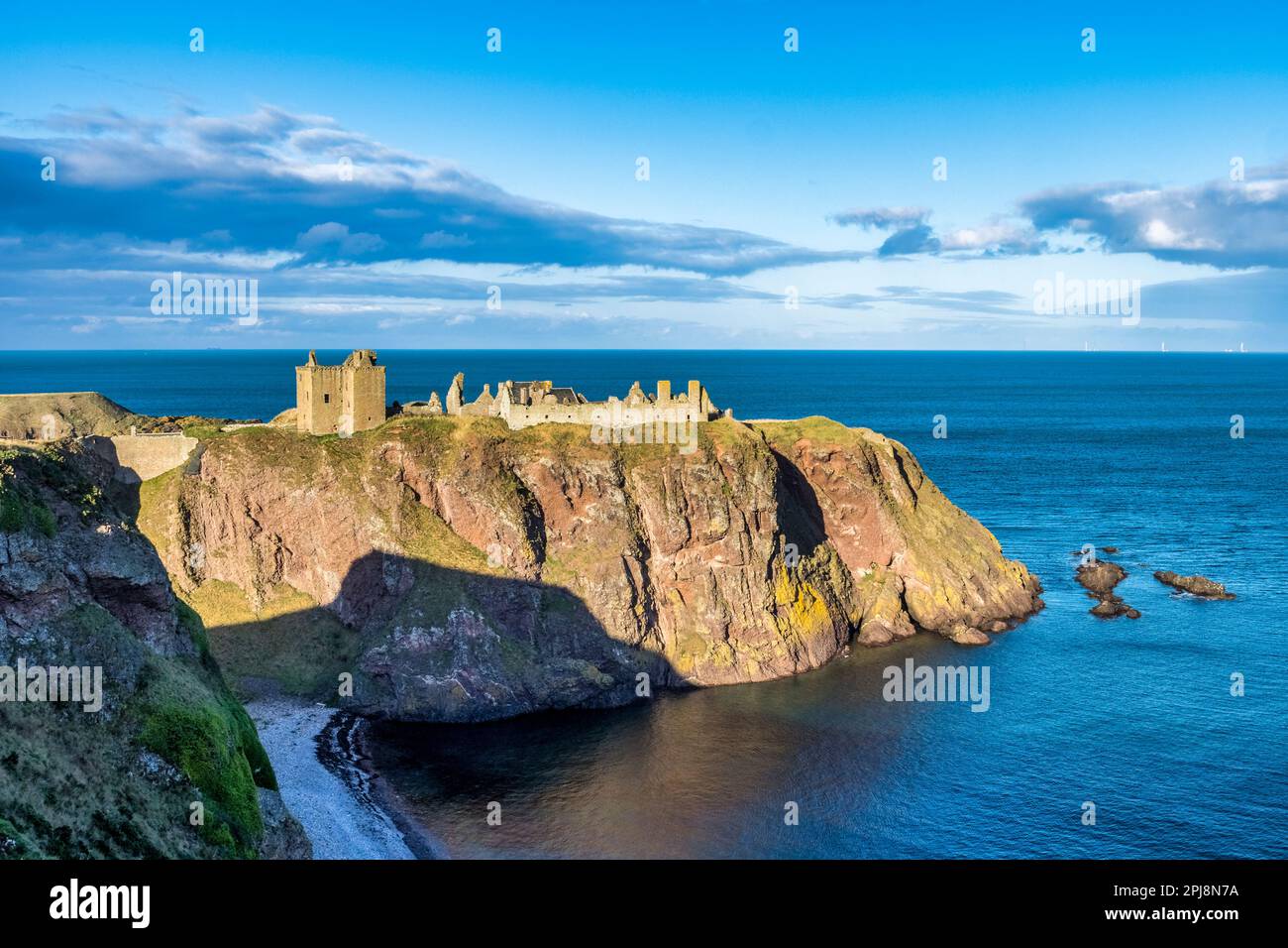 The ruin of Dunottar Castle, Stonehaven, in Aberdeenshire, Scotland, on ...