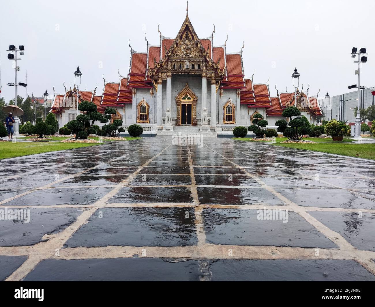 View of The Marble Temple or Wat Benchamabophit Dusitvanaram in Bangkok ...