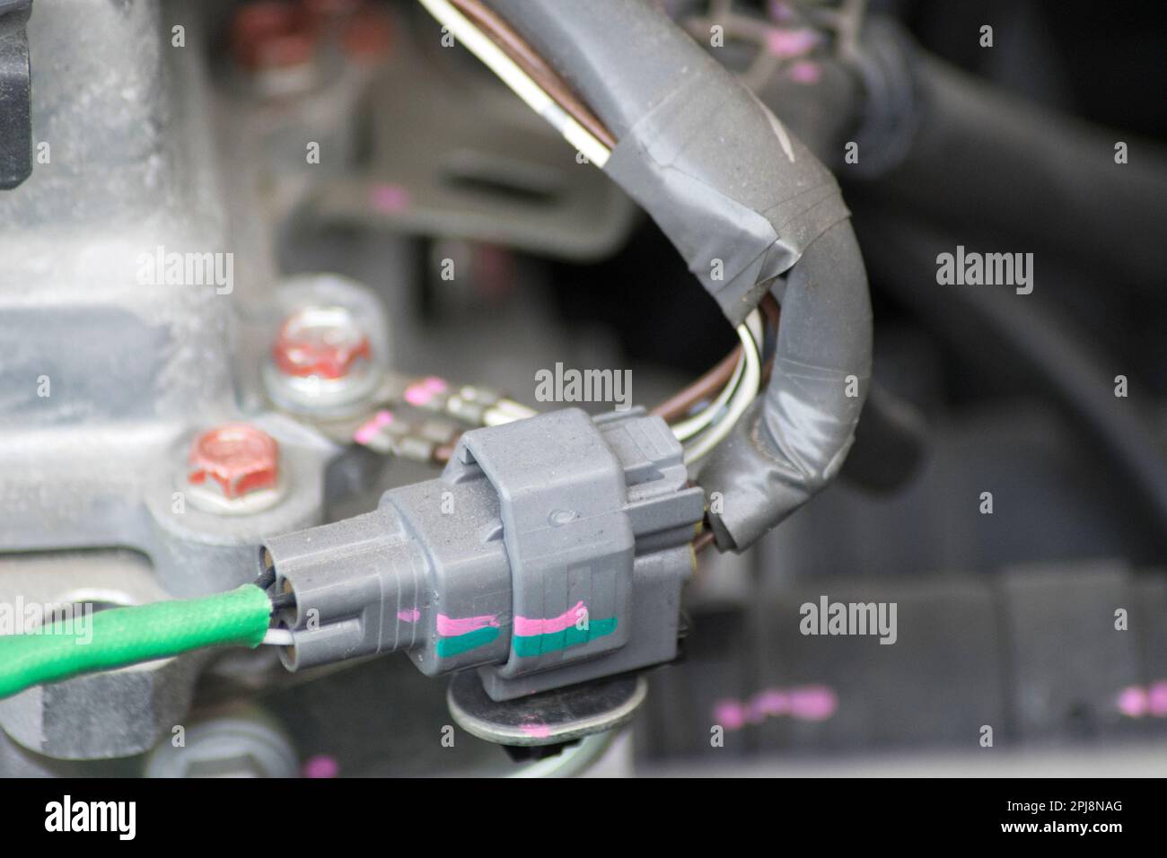 Automotive connector of the car in the engine compartment, automotive ...