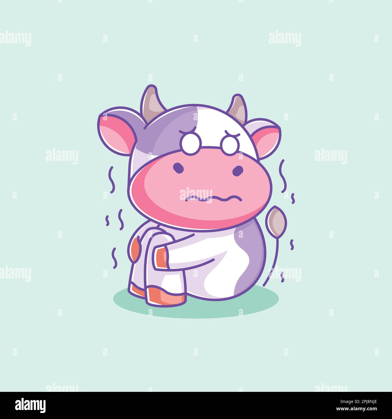 Cute cow is feeling so scared Stock Vector Image & Art - Alamy