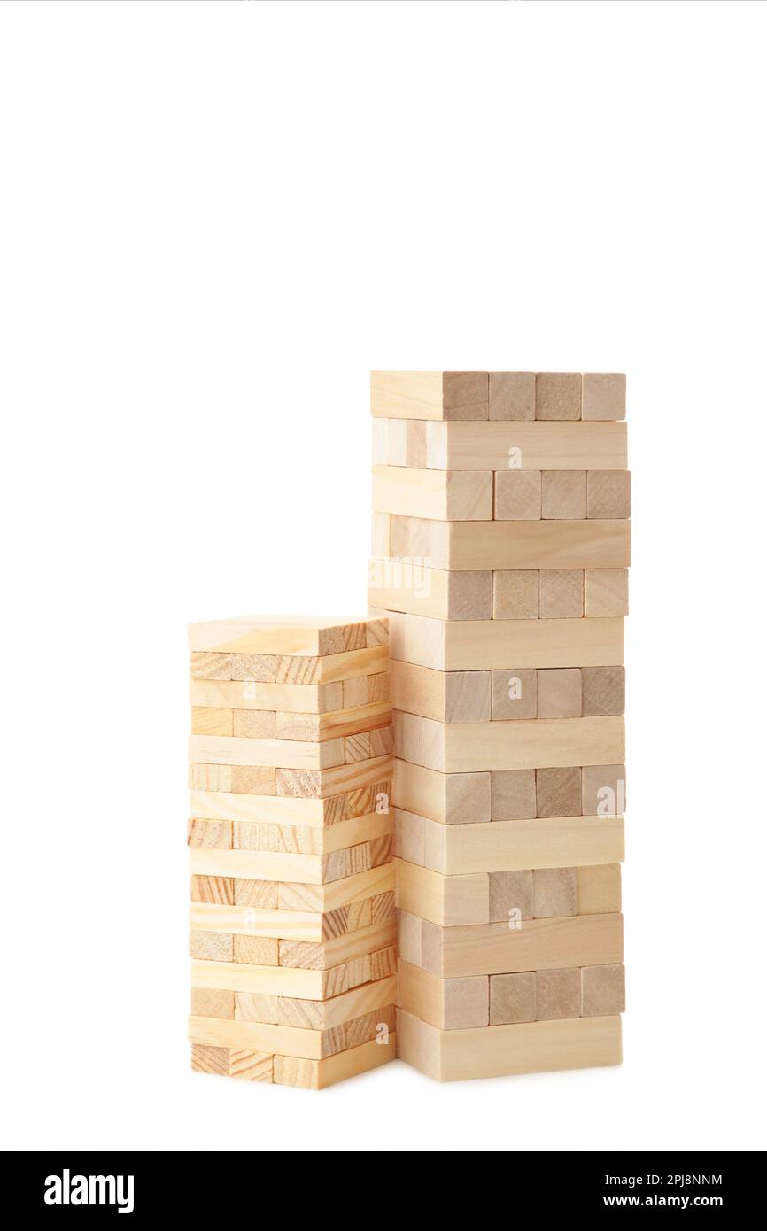 Blocks of wood isolated on white background. Top view Stock Photo - Alamy