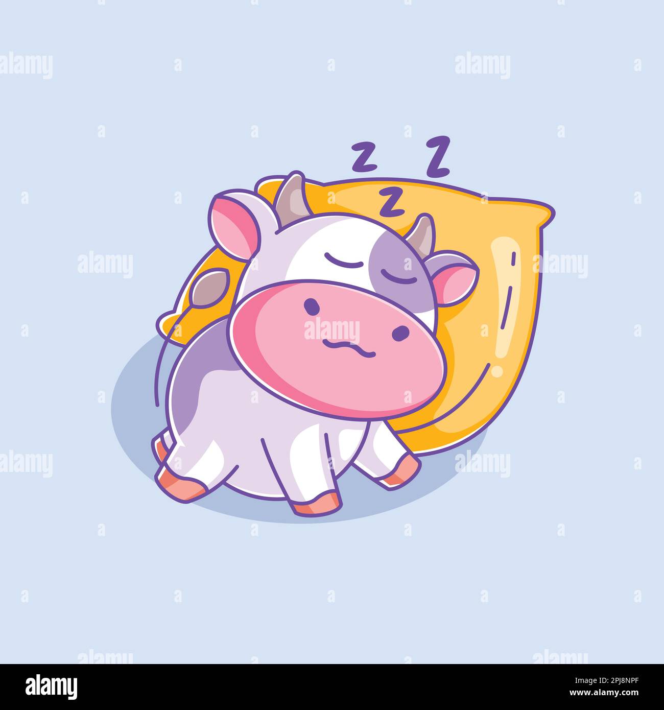 Cute cow sleeping on a pillow Stock Vector Image & Art - Alamy