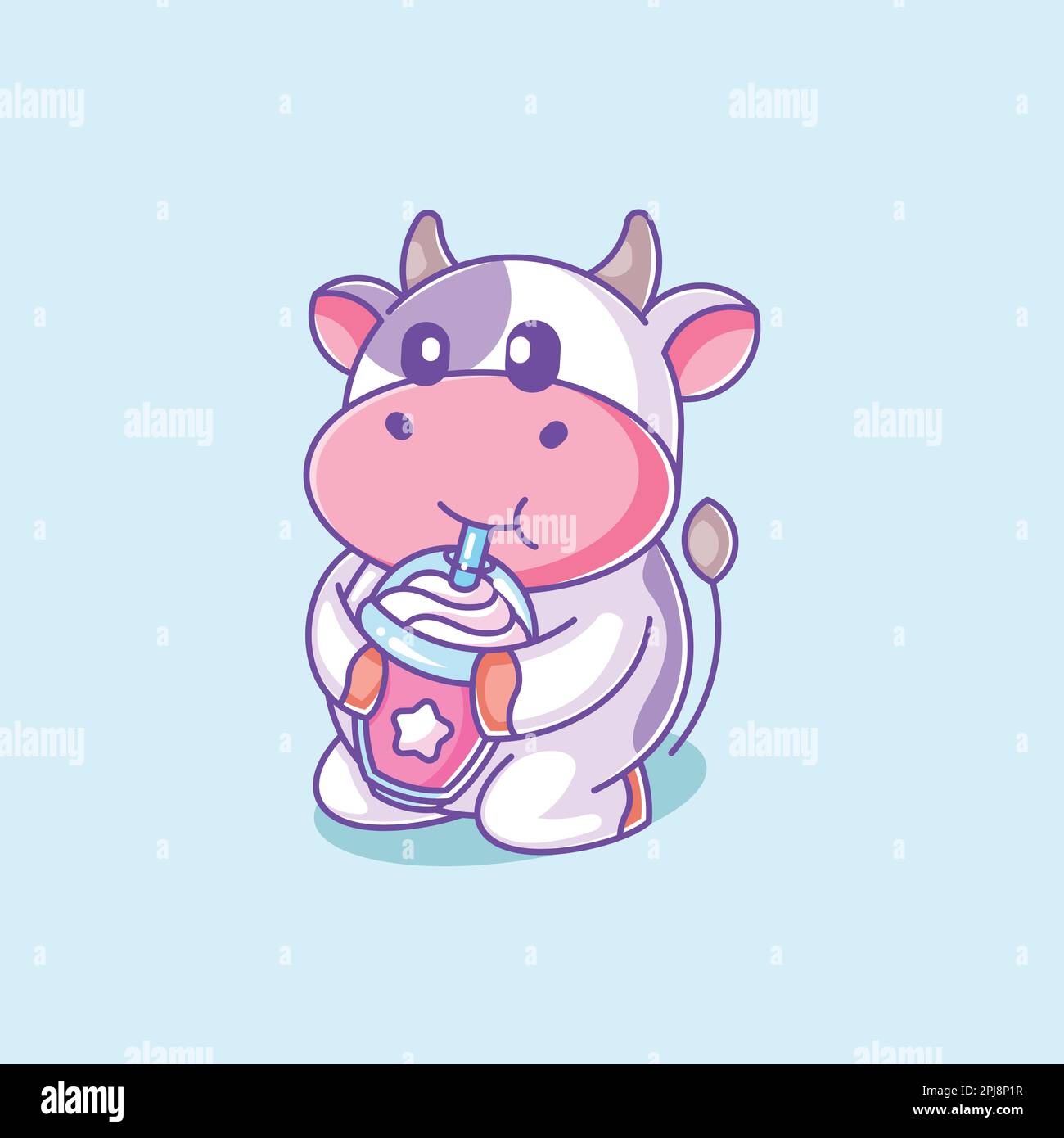 Cute cow drinking pop ice Stock Vector Image & Art - Alamy