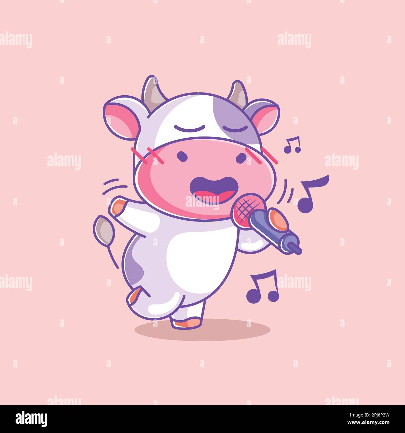 A cute cow is singing cartoon Stock Vector Image & Art - Alamy