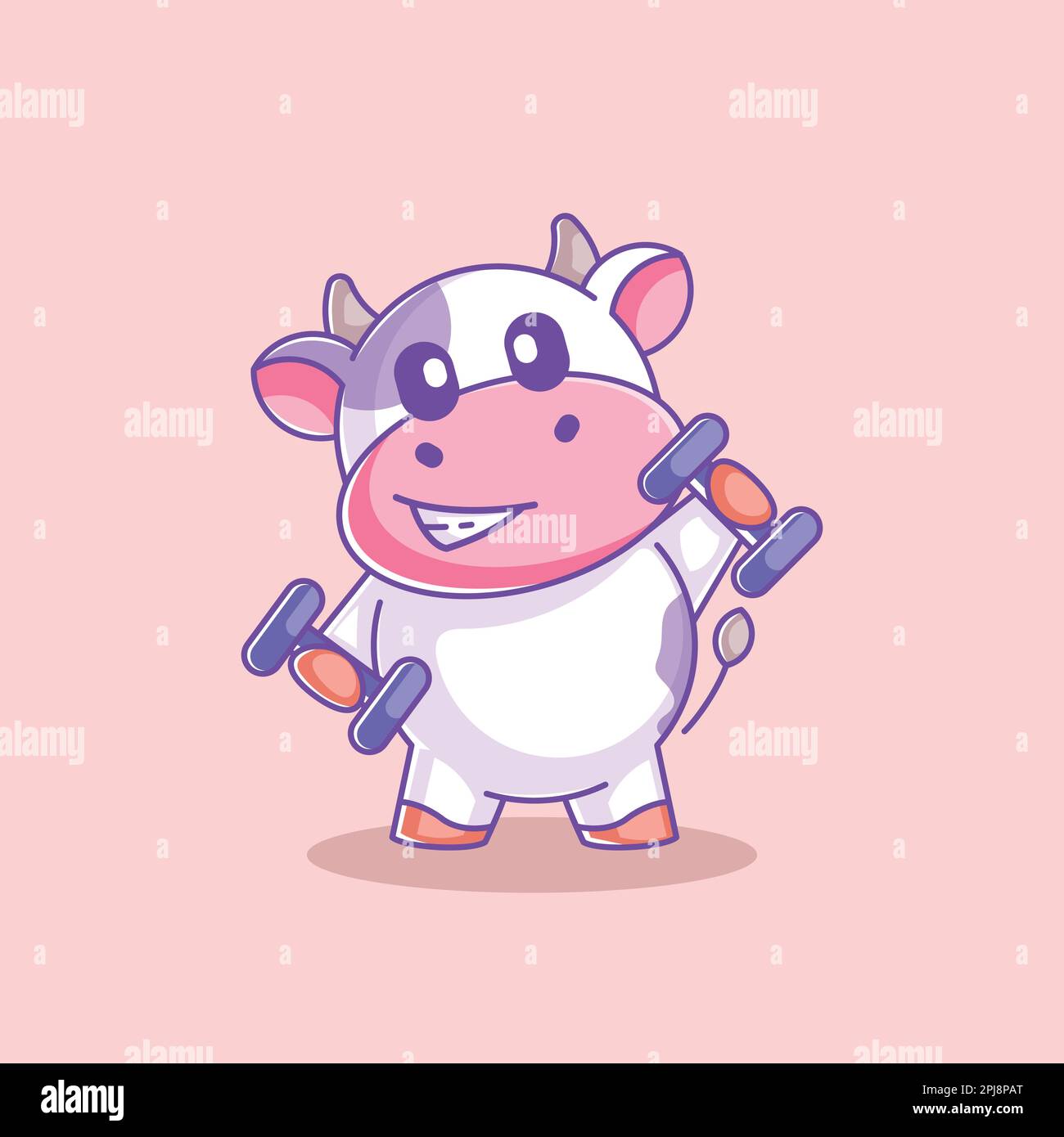 Cute cow lifting dumbbell cartoon Stock Vector Image & Art - Alamy