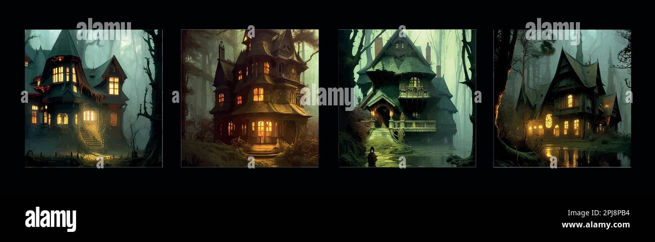 Old mansion illuminated Stock Vector Images - Alamy