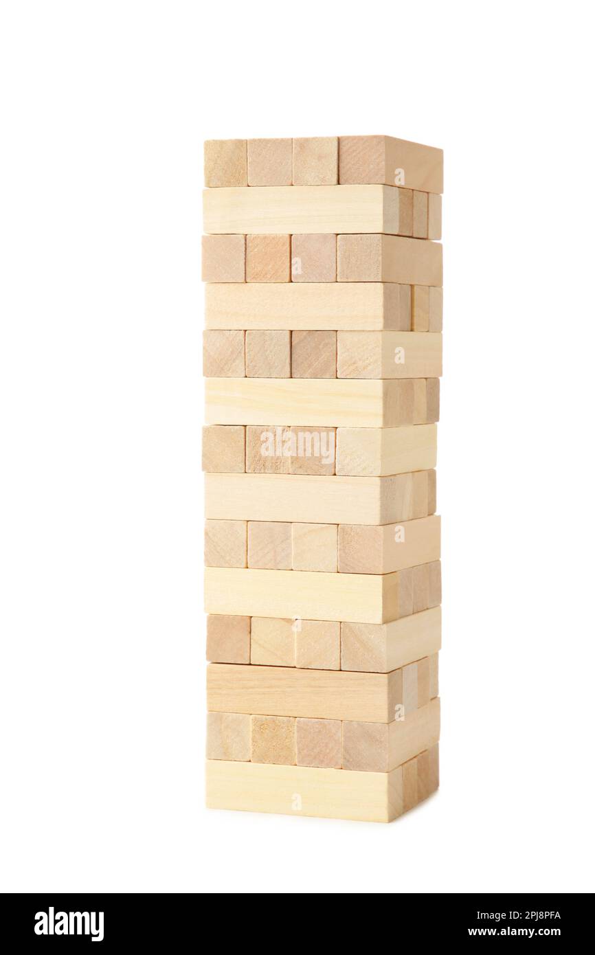 Blocks of wood isolated on white background. Top view Stock Photo - Alamy