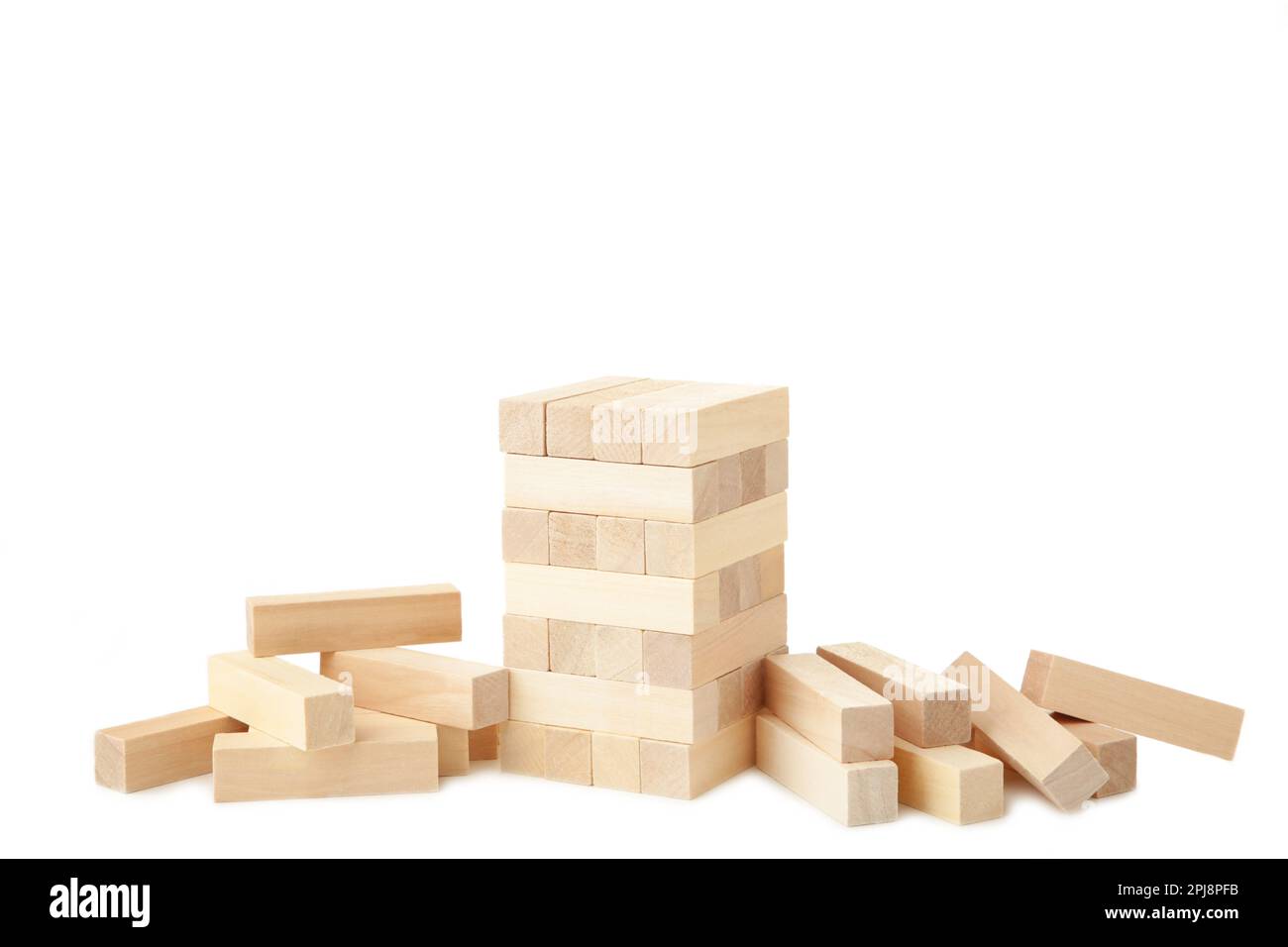 Blocks of wood isolated on white background. Top view Stock Photo - Alamy