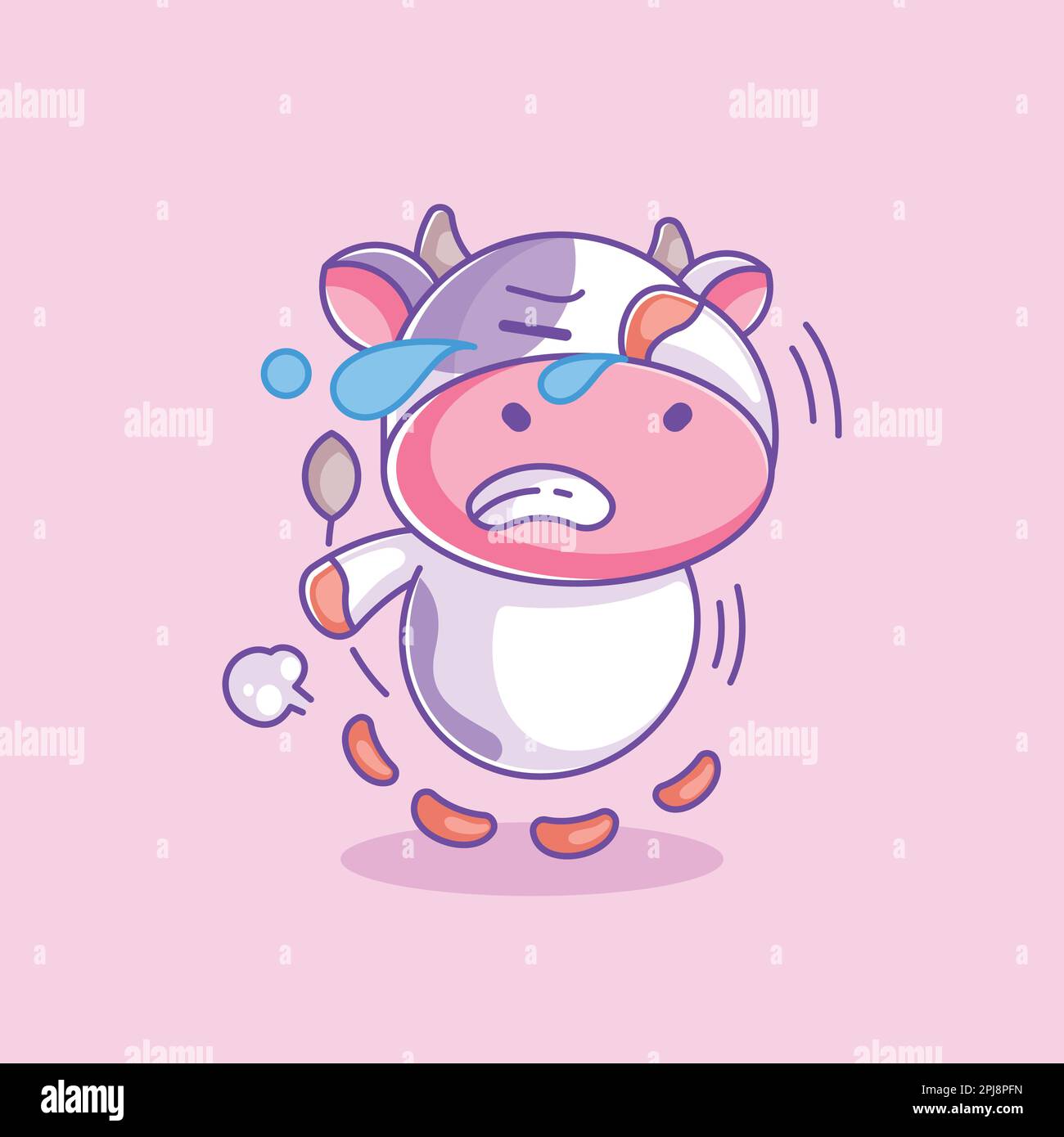 Cute cow running and crying Stock Vector Image & Art - Alamy