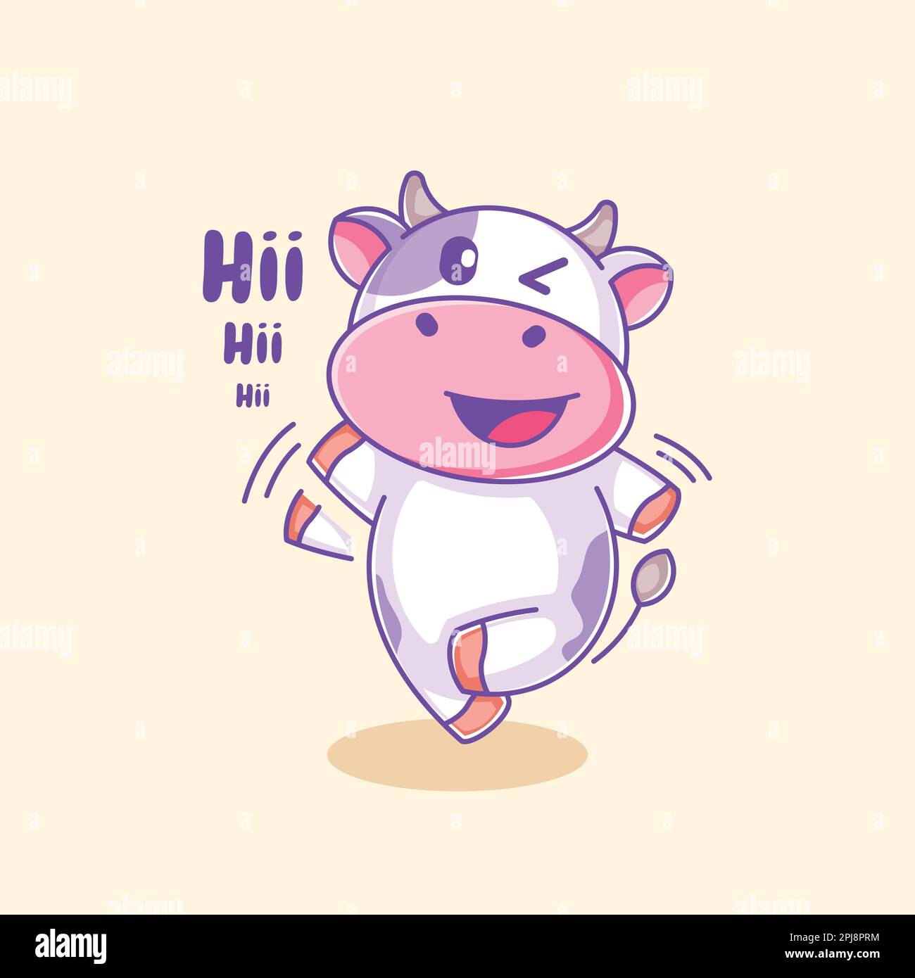 Cute cow smiling and waving a hand to say hi Stock Vector Image & Art ...